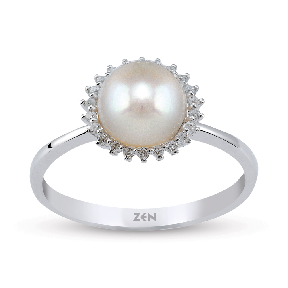 0,52 Karat İnci Pırlanta Yüzük - 3000954412 / ZEN Pırlanta
